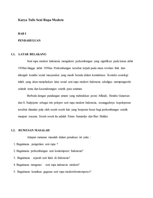 Perkembangan Seni Rupa Nusantara Periode Persagi | PPT