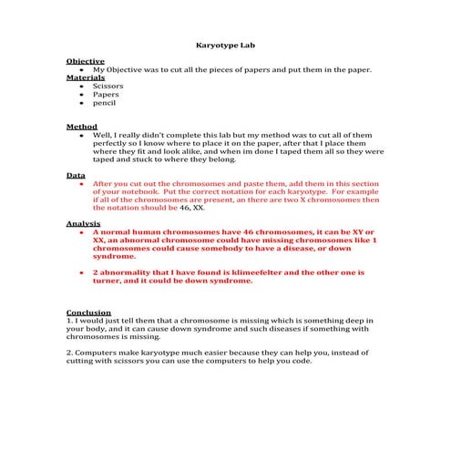 Karyotype lab | DOCX