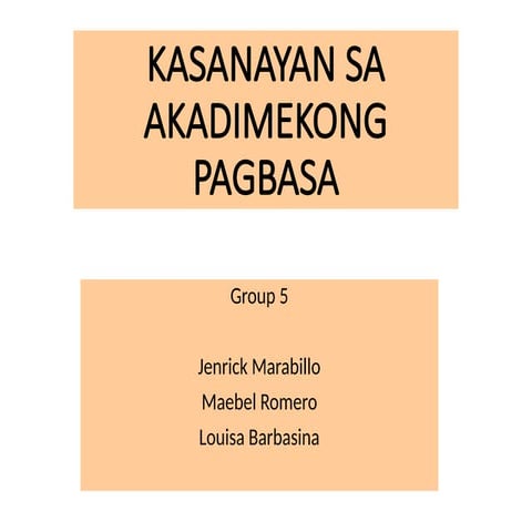 Mga kasanayan sa akademikong pagbasa | PPTX