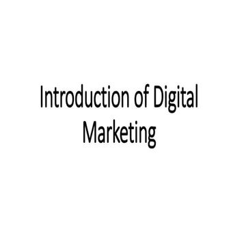 Introduction Of Digital & Online Marketing | PPTX