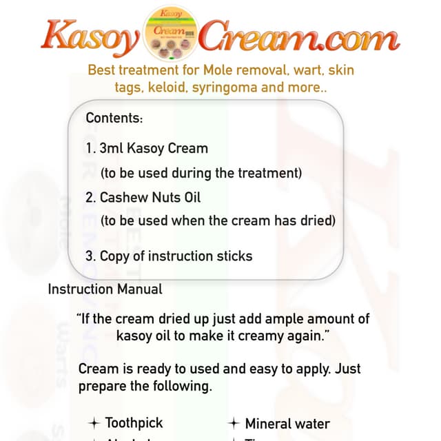 Kasoy cream instruction manual | PDF