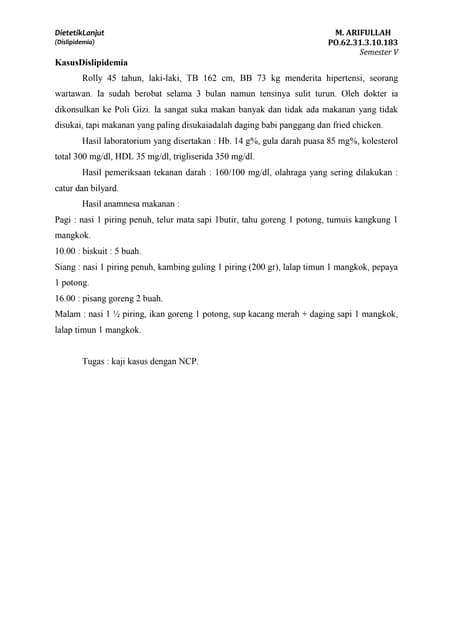 ADIME NCP PAGT Diet Kasus Pernapasan (PPOK) | DOC