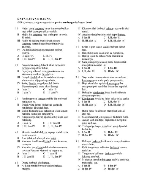 Latihan kata banyak makna | PDF