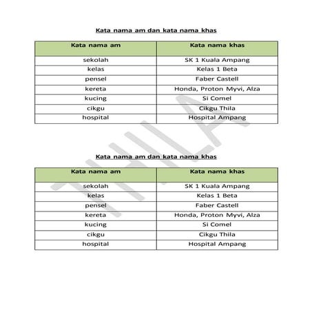 Kata nama am dan kata nama khas | DOCX