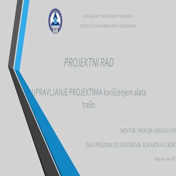 prezentacija za projektni rad fakultet za informacione tehnologije | PPT