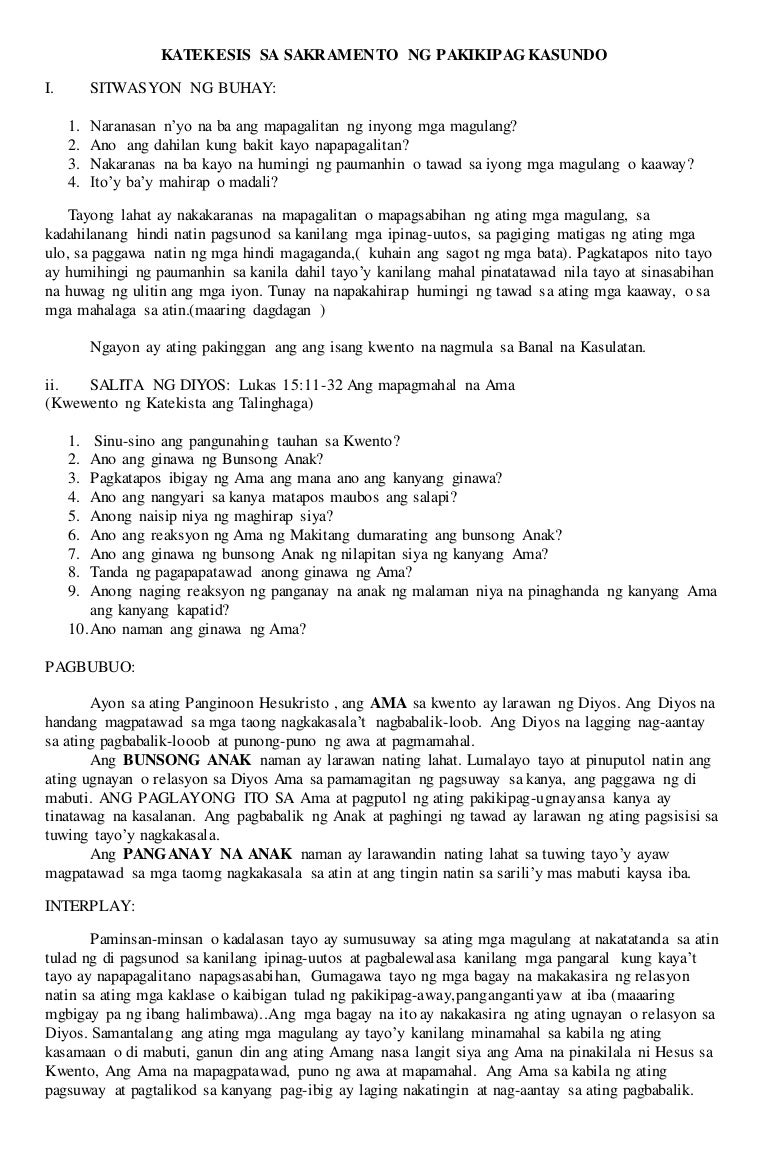 Katekesis sa Sakramento ng pakikipagkasundo