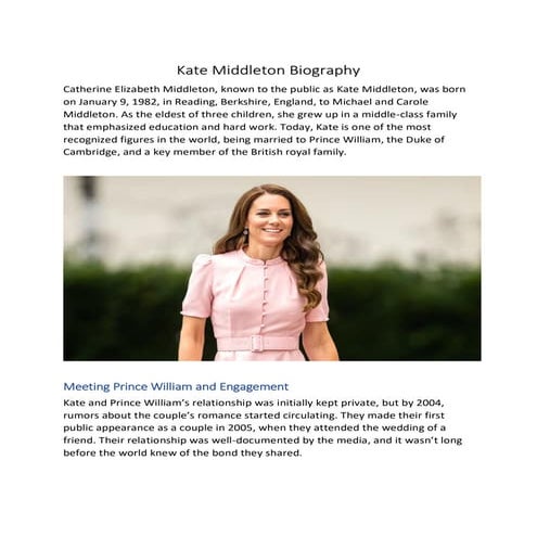 Kate Middleton Biography From The Celeb Post | PDF