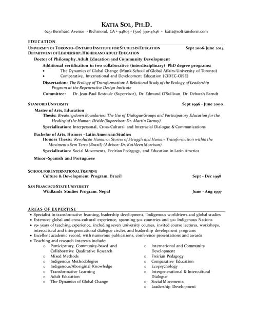 Katia Sol Madjidi CV December 2013 | PDF