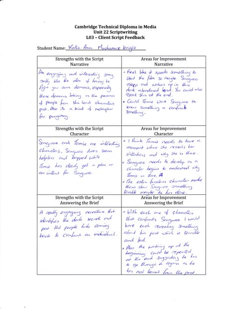 Script Feedback Pdf