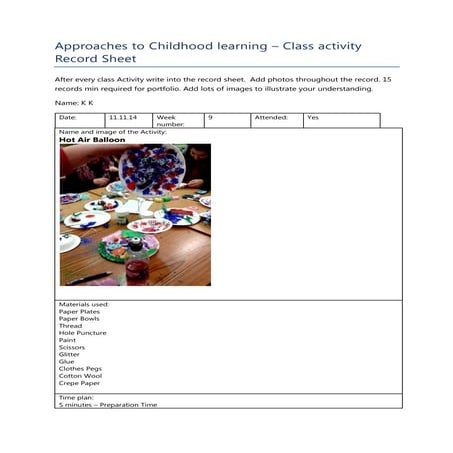 Hot Air Balloon Activity | PDF