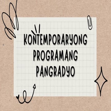 Kontemporaryong Programang Radyo | Grade 8 | PDF