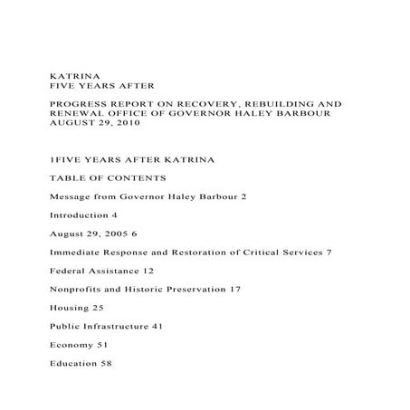 KATRINAFIVE YEARS AFTERPROGRESS REPORT ON RECOVERY, REBU.docx