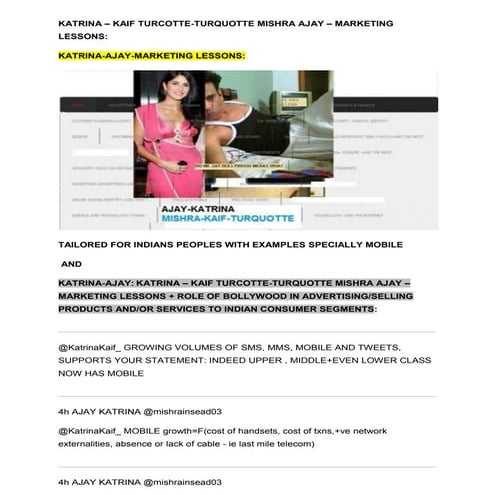 Katrina kaif turcotteturquotte mishra ajay marketing lessons + role of ...