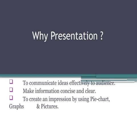 To communicate ideas effectively to audience. Make information concise ...