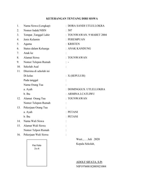 Daftar riwayat hidup mendaftar polri | PDF