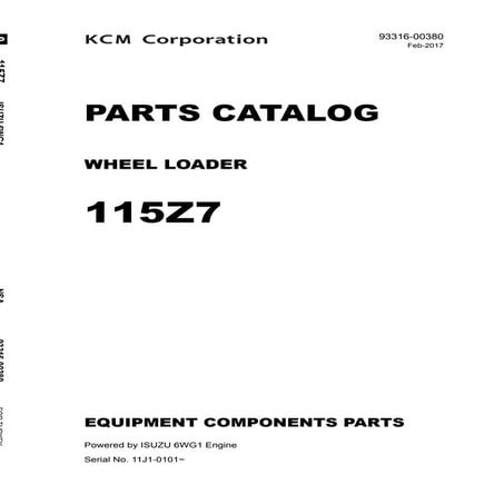 Kawasaki 115 z7 wheel loader equipment components parts catalogue manual | PDF