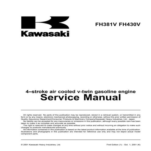 Kawasaki fd750 d (dfi) 4 stroke liquid-cooled v-twin gasoline engine ...