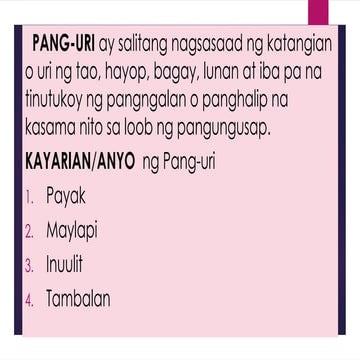 Kayarian-Kaantasan-ng-Pang-uri. Filipino9pptx | PPTX