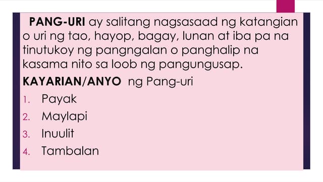 Filipino 6 - Anyo ng Pang-uri - Kayarian.pptx