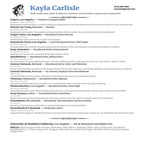 Kayla Carlisle Complete Resume as of October 2025 | PDF