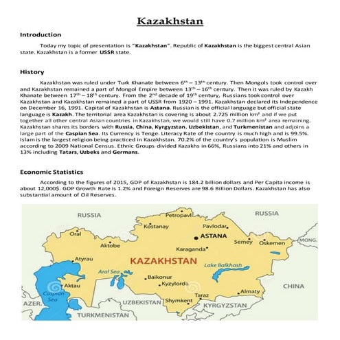 Presentation on Kazakhstan | DOCX