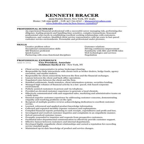 Kenneth Bracer resume | PDF