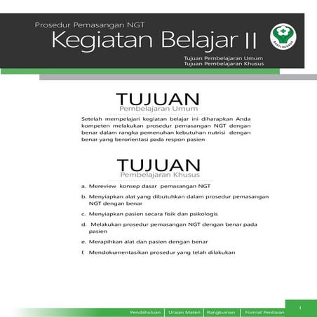 prosedur pemasangan nasogastric tube dan OGT | PPTX