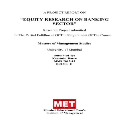 Equity Research Report on Banking Sector - A project Report | DOCX