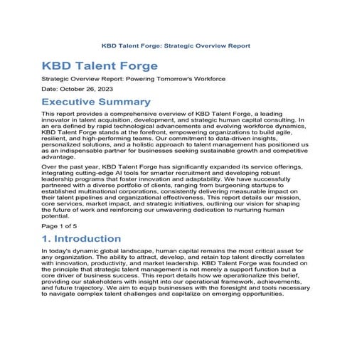 KBD Talent Forge Report | PDF