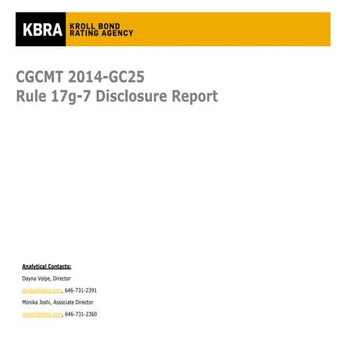 Kbra cmbs cgcmt_2014-gc25_17g-7_disclosure_report (1) | PDF | Home Financing | Personal Debt