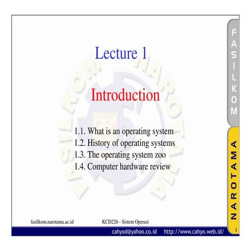 Kcd226 Sistem Operasi Lecture01 | PPT