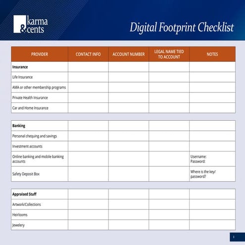 K&C Digital Footprint Checklist | PDF