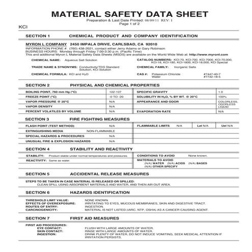 K cl msds | PDF