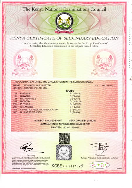 KCPE Certificate | PDF