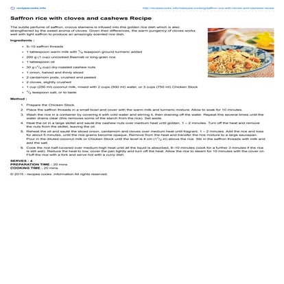 Saffron rice with cloves and cashews recipe | PDF