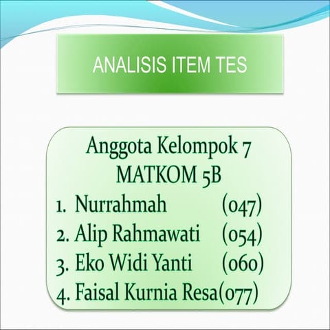 Analisis Item Tes | PPT