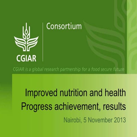 Improved nutrition and health system-level outcome: Progress ...
