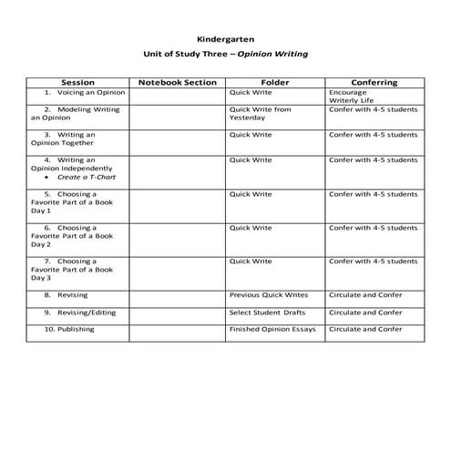 Unit of Study Three - Opinion Writing | DOCX
