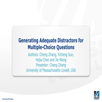 Generating Adequate Distractors for Multiple-Choice Questions | PPTX | Technology & Computing