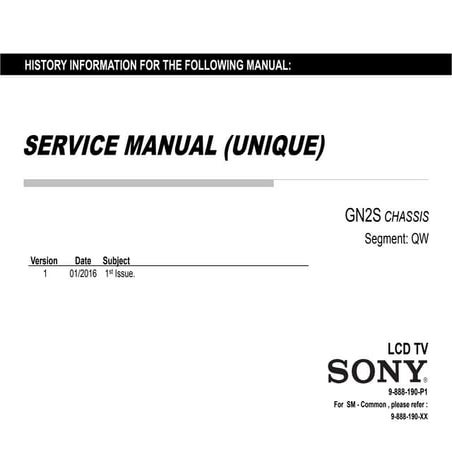 service manual sony tv bravia kdl32w607d | PDF