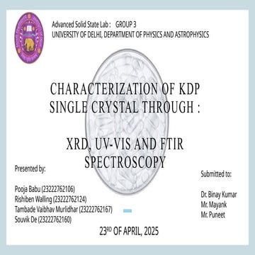 kdp crystal characterization techniques uv vis | PPTX