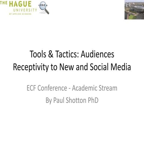 Tools and tactics - audience receptivity to social media | PPT