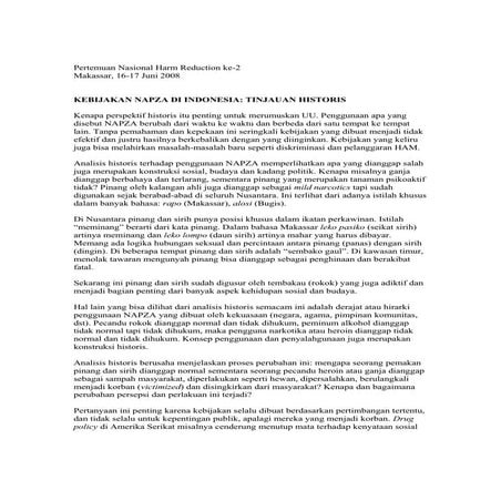 KEBIJAKAN NAPZA DI INDONESIA: TINJAUAN HISTORIS | PDF