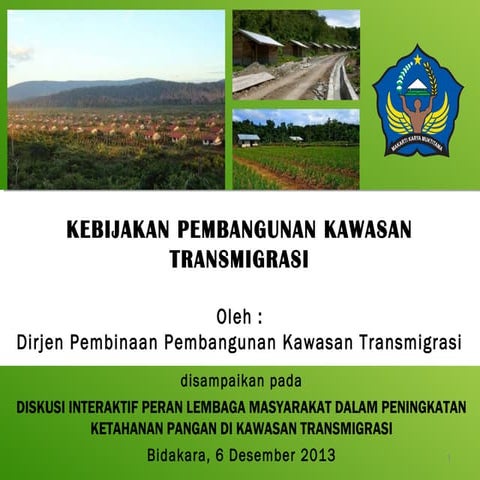Kebijakan pembangunan kawasan transmigrasi | PPT