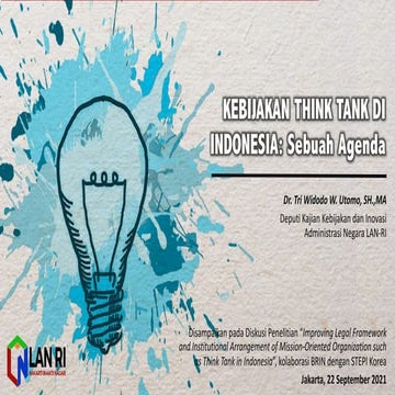 Kebijakan Think Tank di Indonesia: Sebuah Agenda | PDF