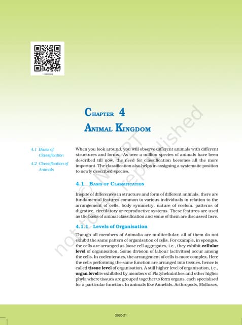 BIOLOGY ANIMAL KINGDOM CLASS. 11 NCERT.. | PPTX
