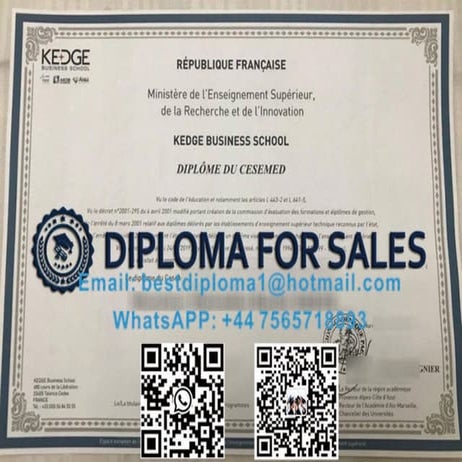 Sell a KEDGE Business School Diploma, Buy a Fake France Diploma | PPT