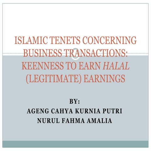 Keenness to Earn Halal (legitimate) Earnings | PPTX