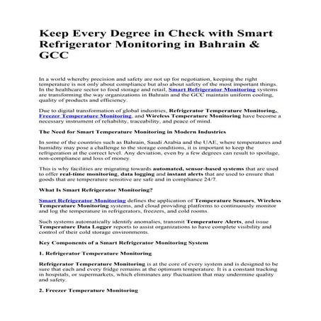 Keep Every Degree in Check with Smart Refrigerator Monitoring in ...