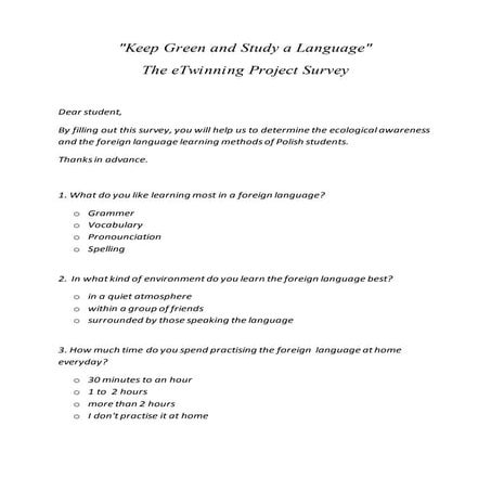 Keep green and study a language survey | PDF